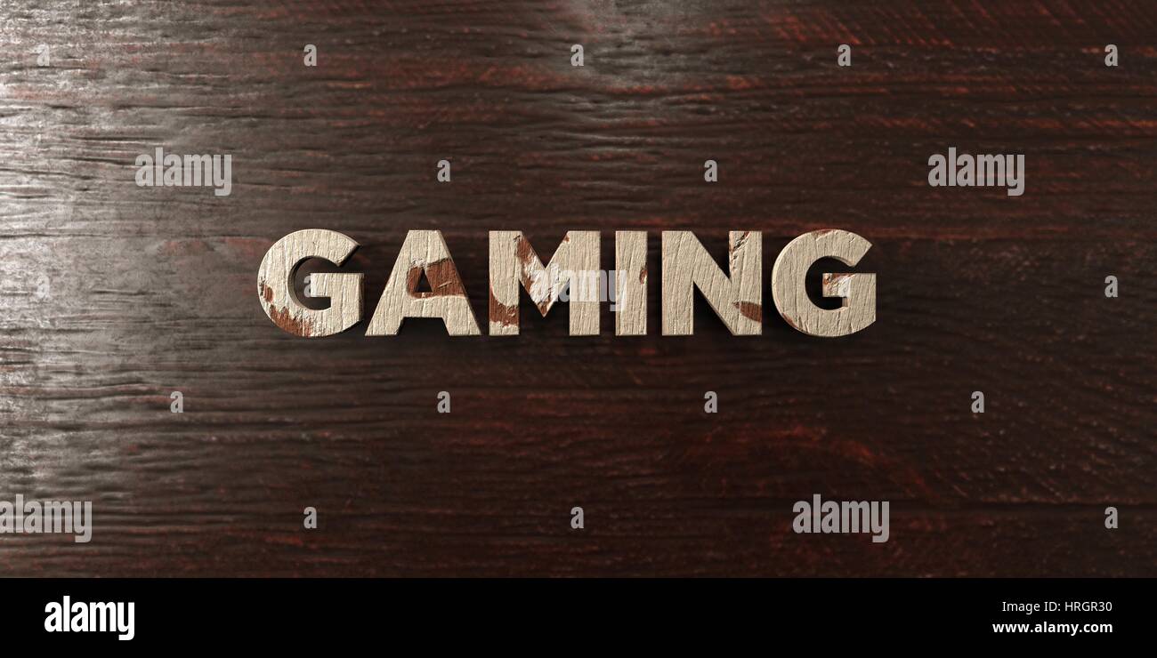 Gaming - grungy wooden headline on Maple - 3D rendered royalty free ...