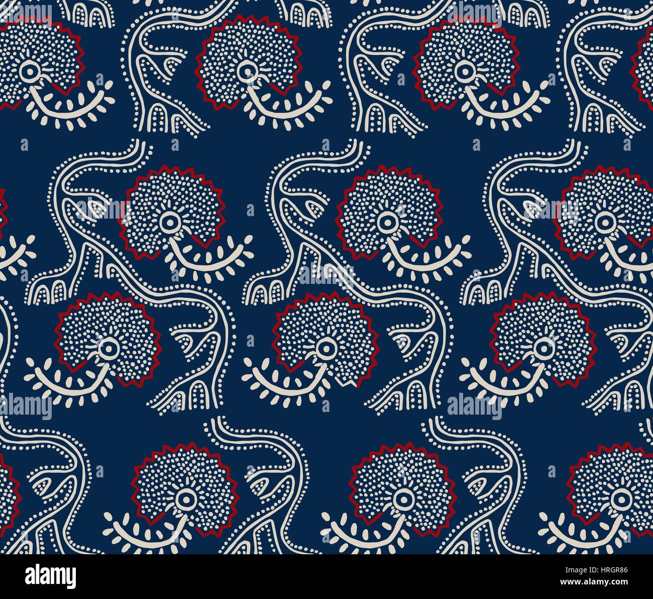 Seamless floral pattern, traditional block printed ornament, handmade ...