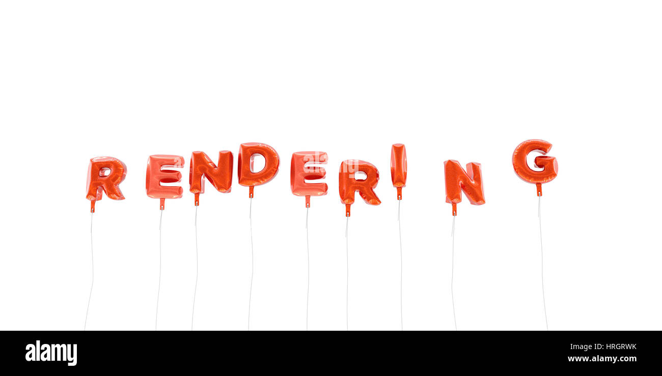 RENDERING - word made from red foil balloons - 3D rendered. Can be used ...