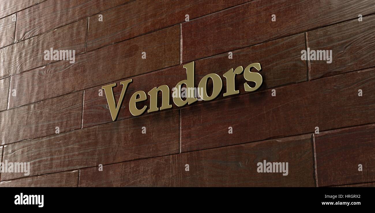Vendors - Bronze plaque mounted on maple wood wall - 3D rendered ...