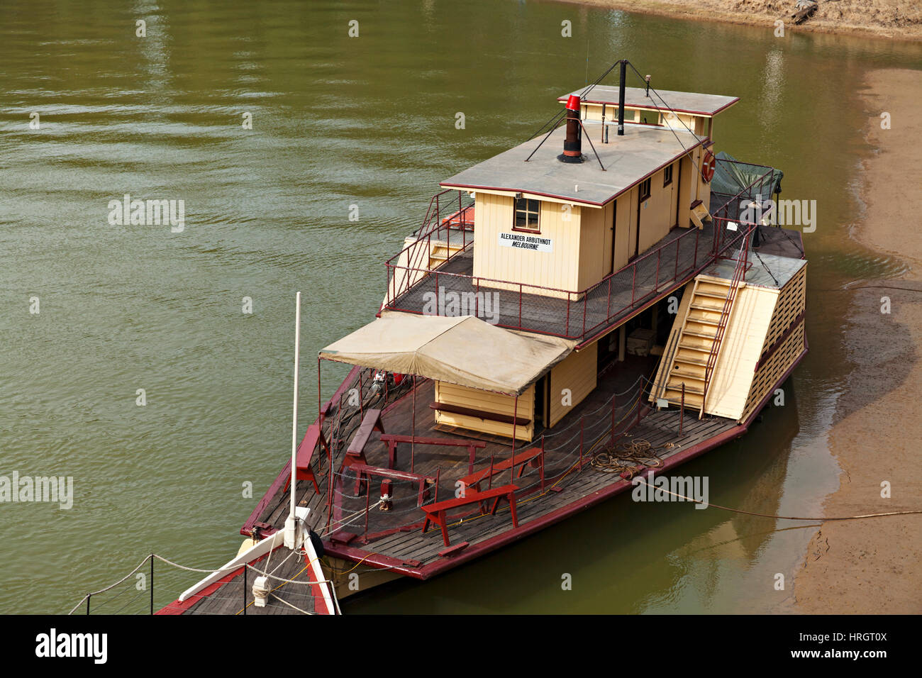 Old Paddlesteamers alongside the historic Port of Echuca Wharf,located ...