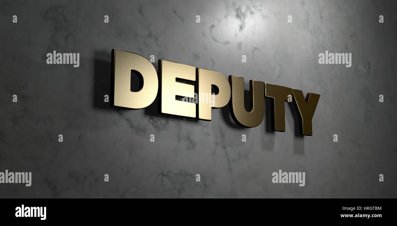 Deputy - Gold sign mounted on glossy marble wall - 3D rendered royalty ...
