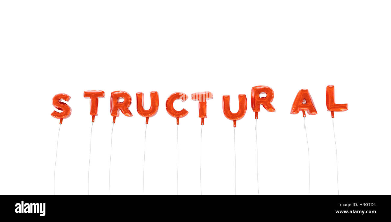 STRUCTURAL - word made from red foil balloons - 3D rendered. Can be ...