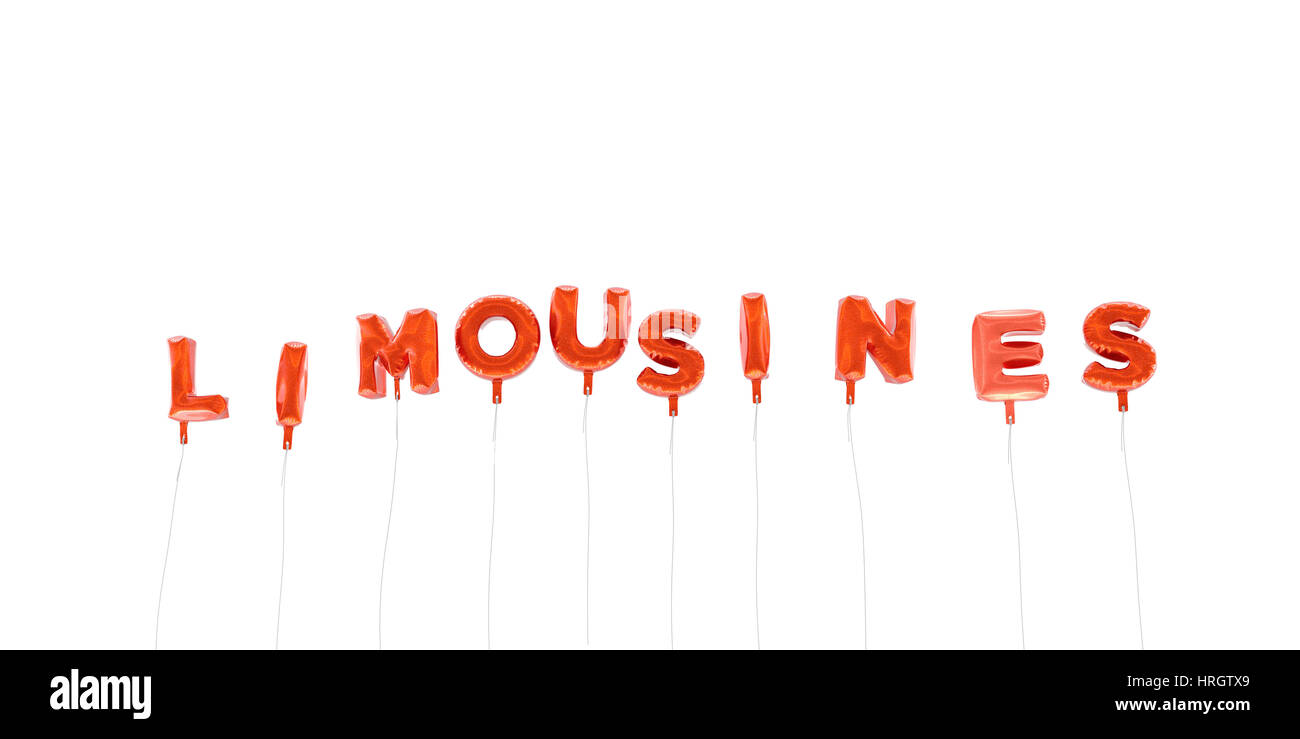 LIMOUSINES - word made from red foil balloons - 3D rendered. Can be ...
