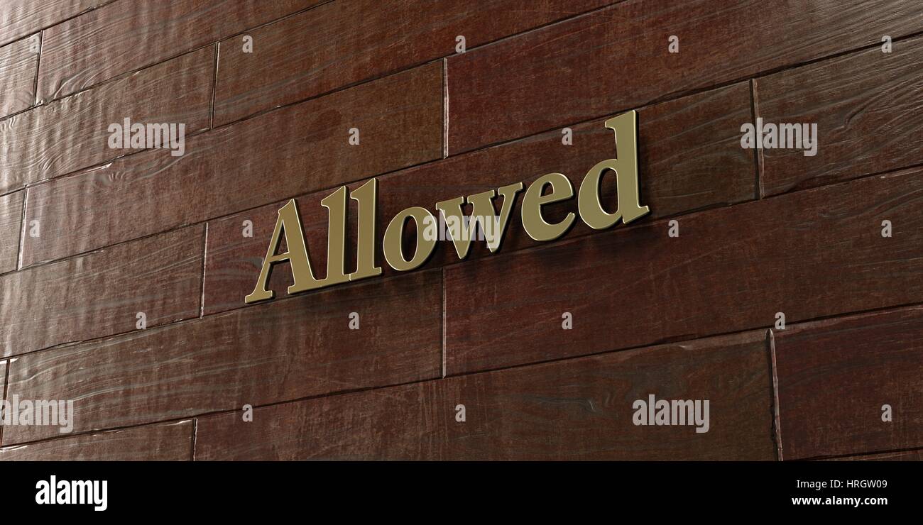 Allowed - Bronze plaque mounted on maple wood wall - 3D rendered ...