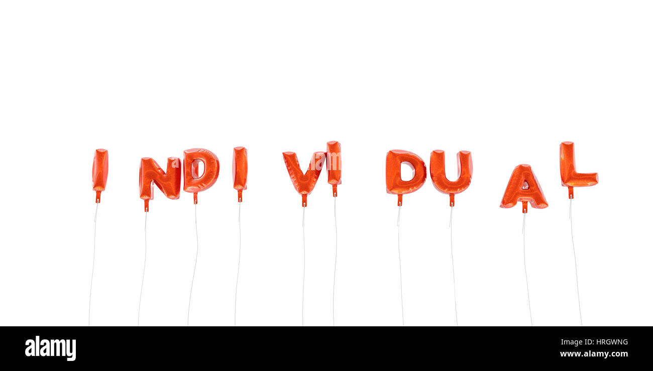 INDIVIDUAL - word made from red foil balloons - 3D rendered. Can be ...
