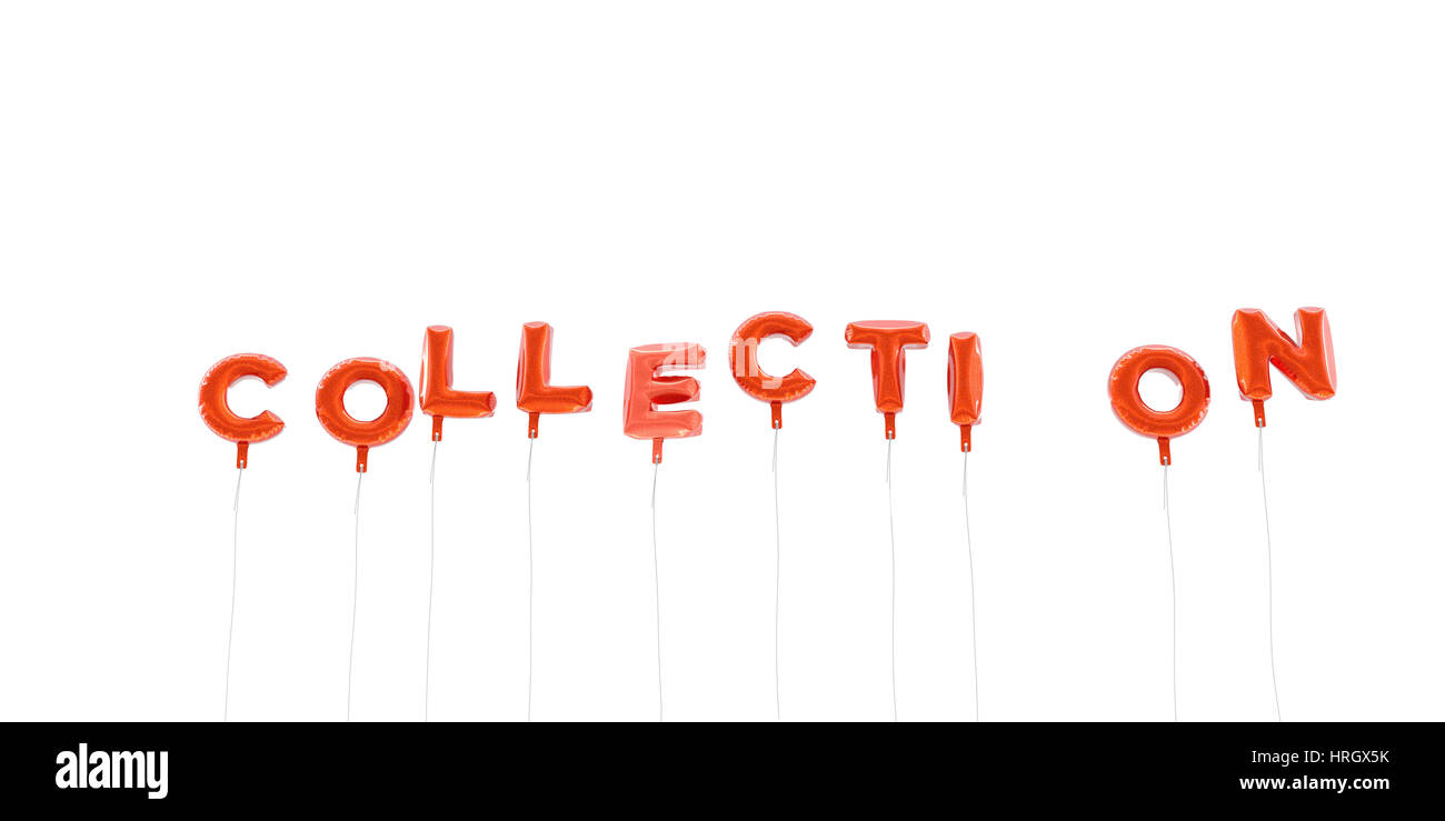COLLECTION - word made from red foil balloons - 3D rendered. Can be ...