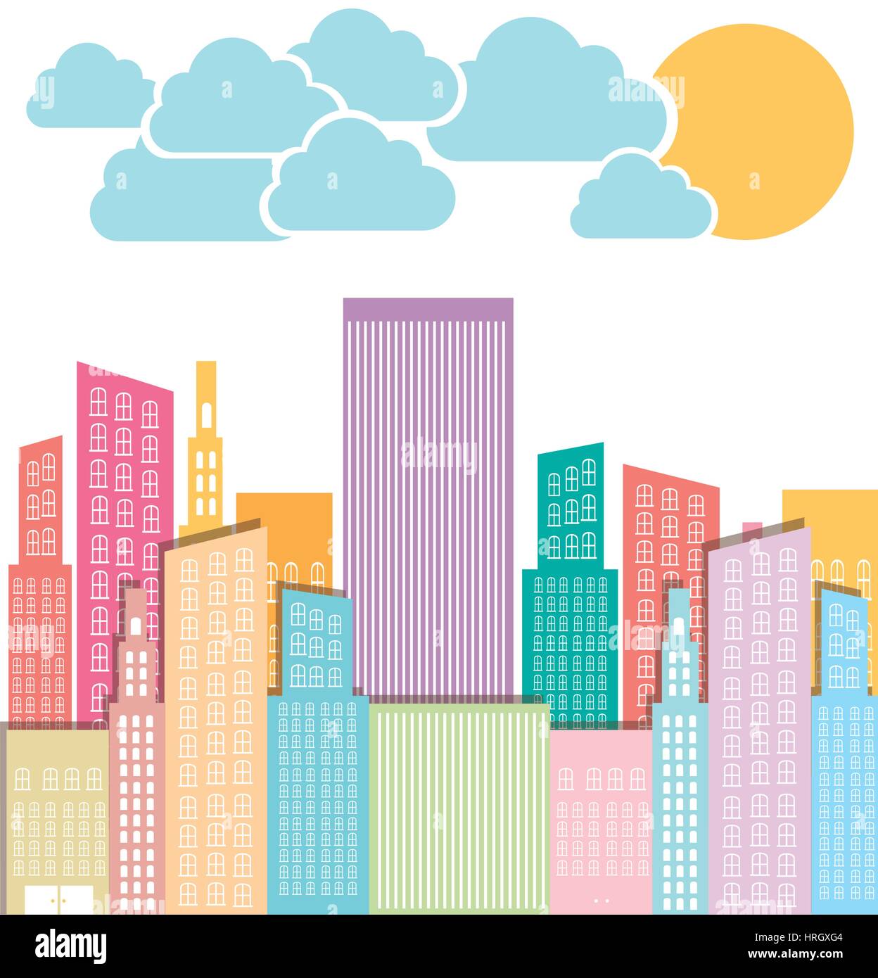 color city builds with clouds and sun Stock Vector Image & Art - Alamy