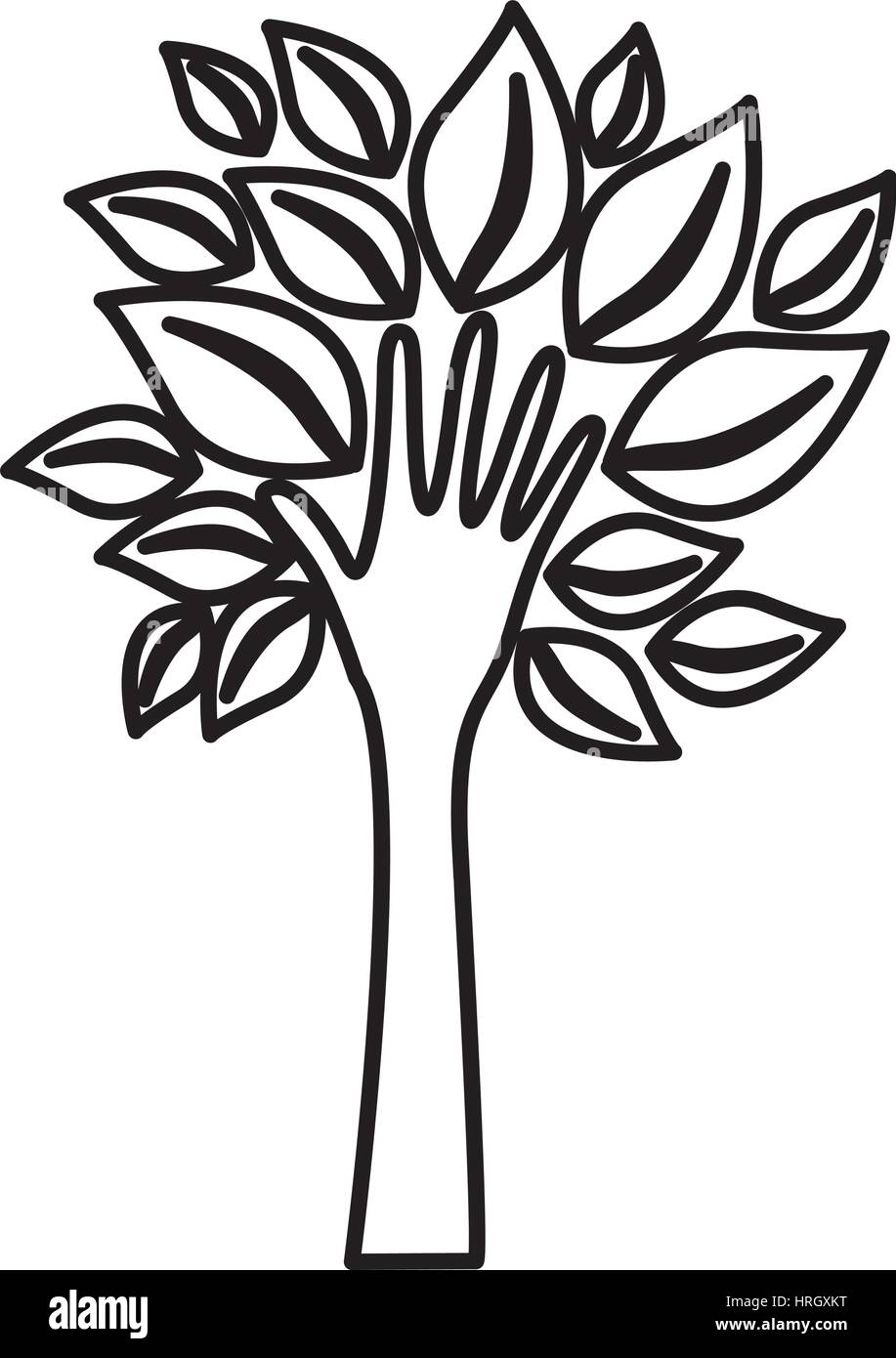 figure tree with leaves and stem in form hand Stock Vector Image & Art ...