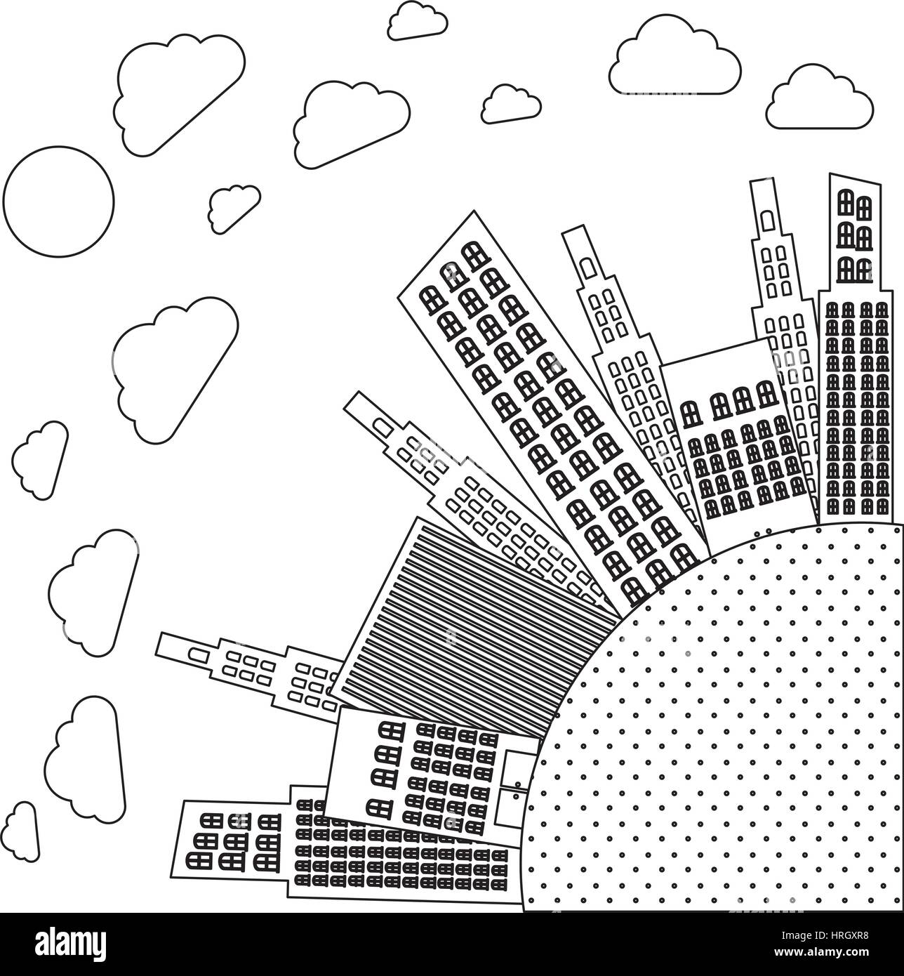 figure round city with builds and clouds Stock Vector Image & Art - Alamy