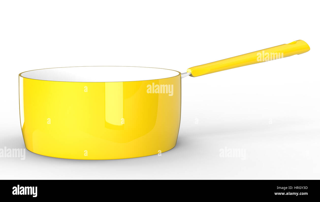 3d rendering empty yellow saucepan Stock Photo - Alamy