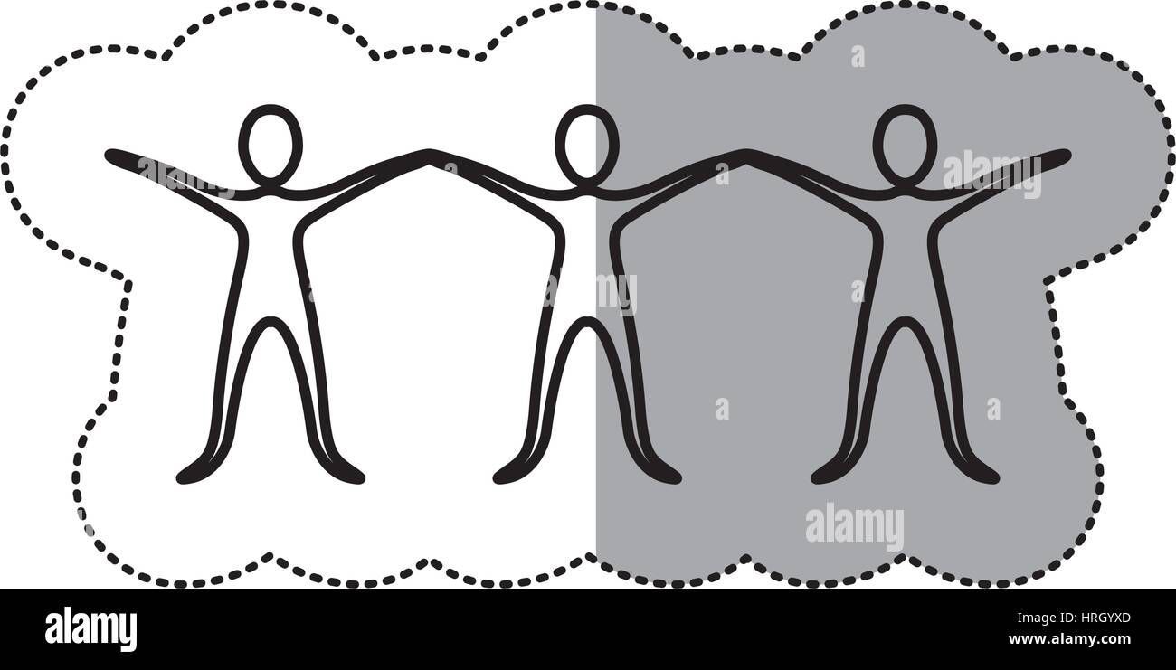 sticker people with hands up icon Stock Vector Image & Art - Alamy