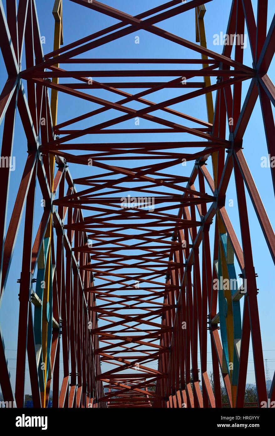 Red Color iron Bridge in Haridwar Stock Photo - Alamy