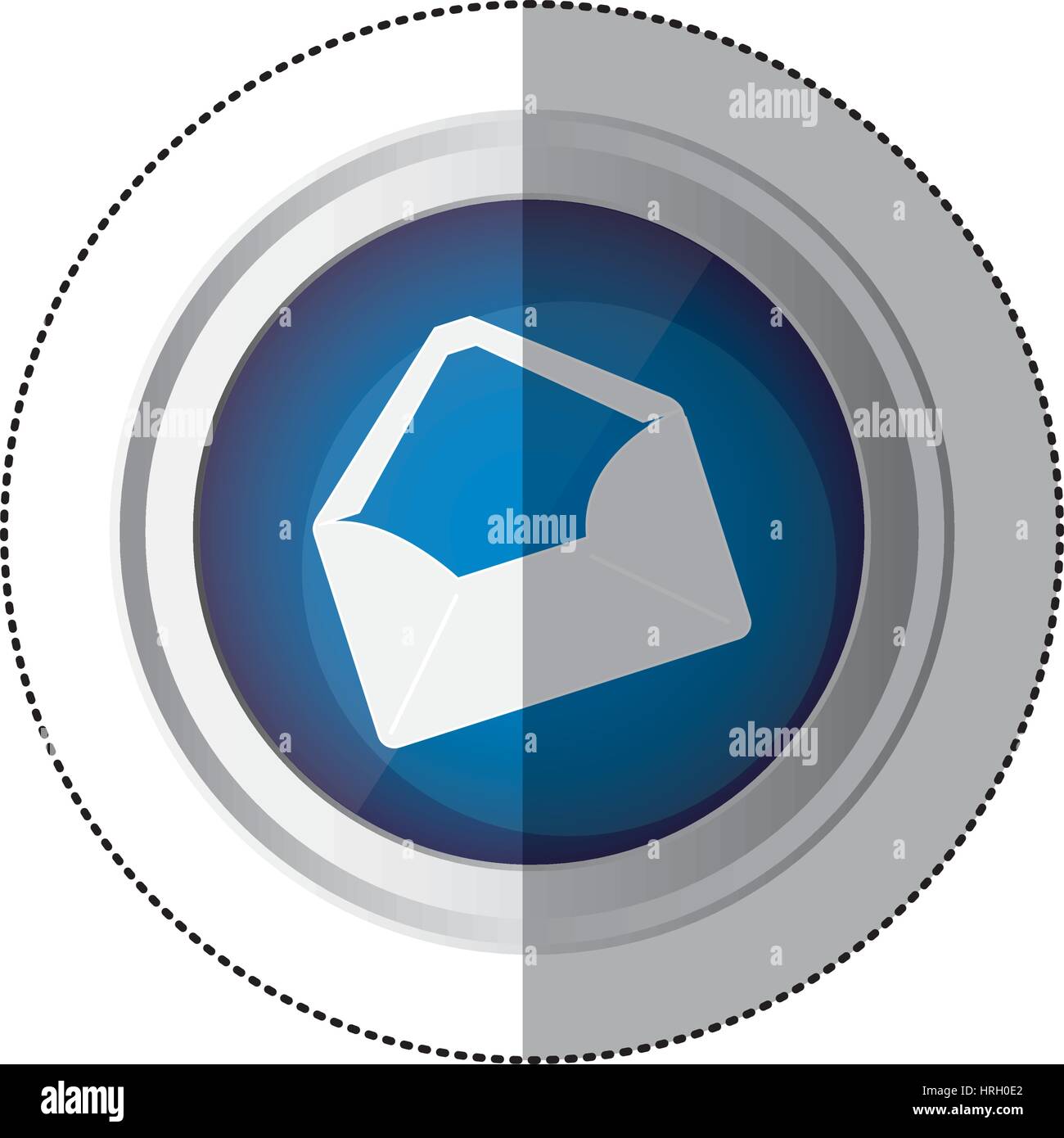 sticker blue circular button with silhouette envelopes opened Stock ...