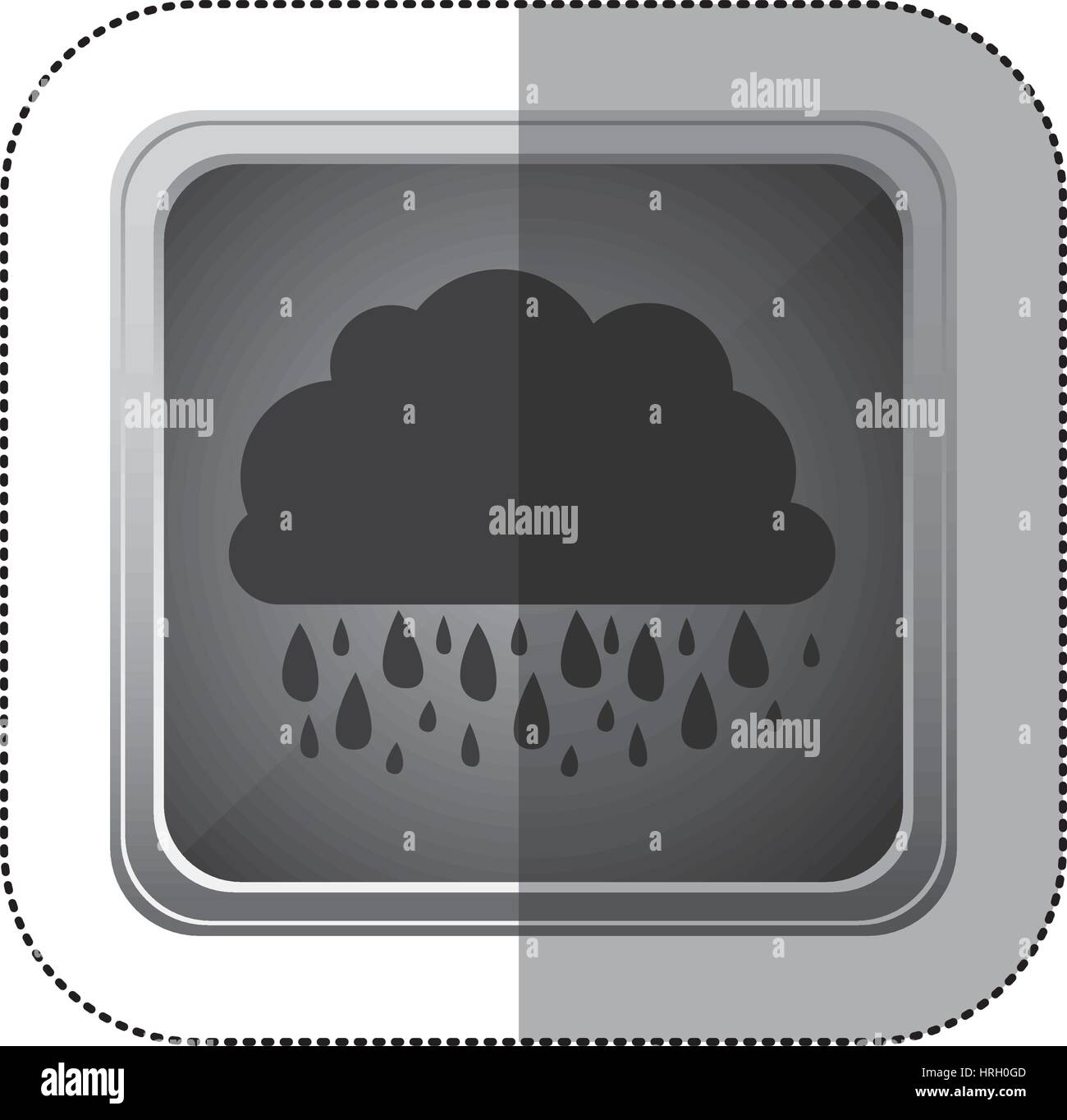 sticker gray square button with silhouette cloud with rain Stock Vector ...
