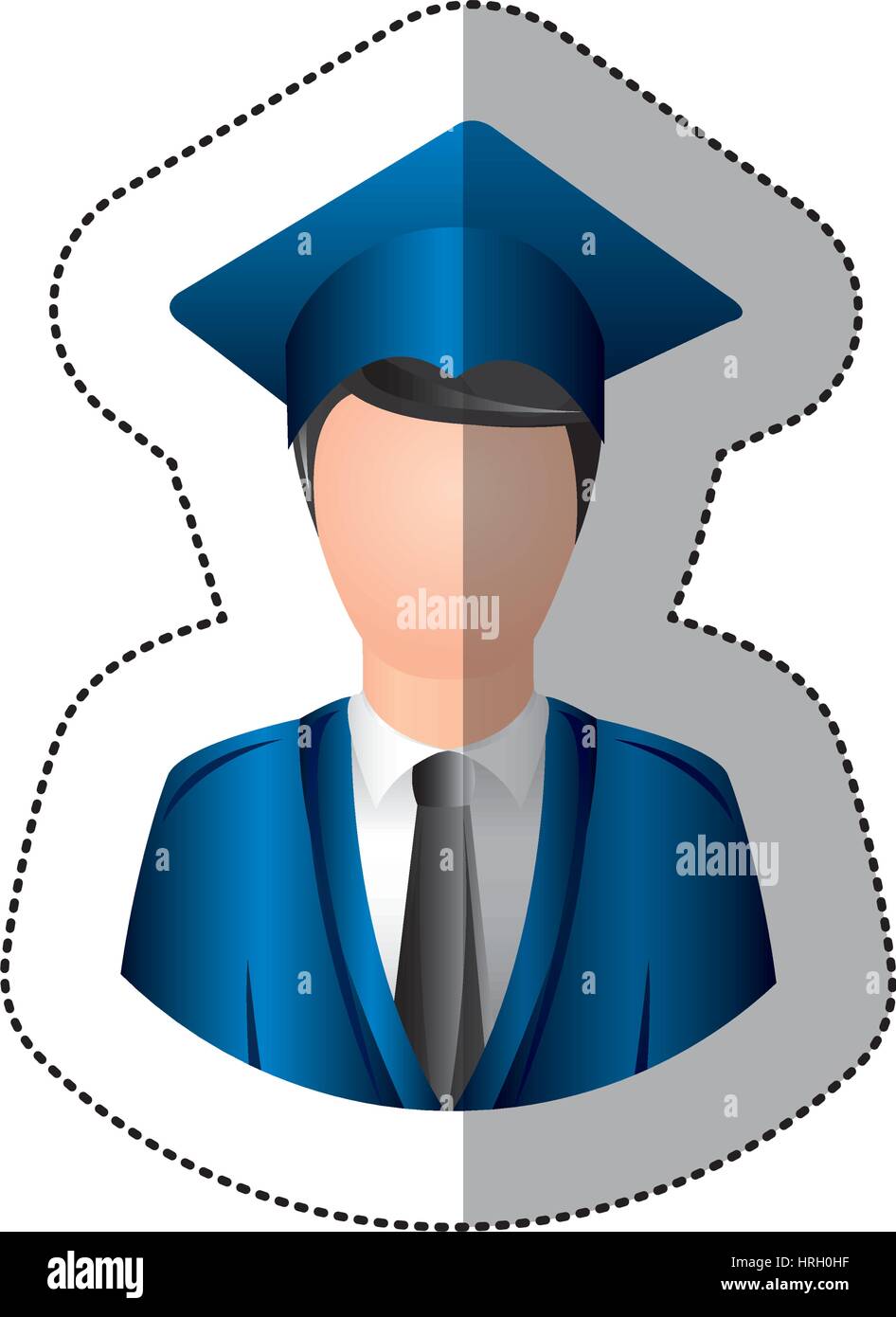 sticker colorful half body man with graduation outfit Stock Vector ...