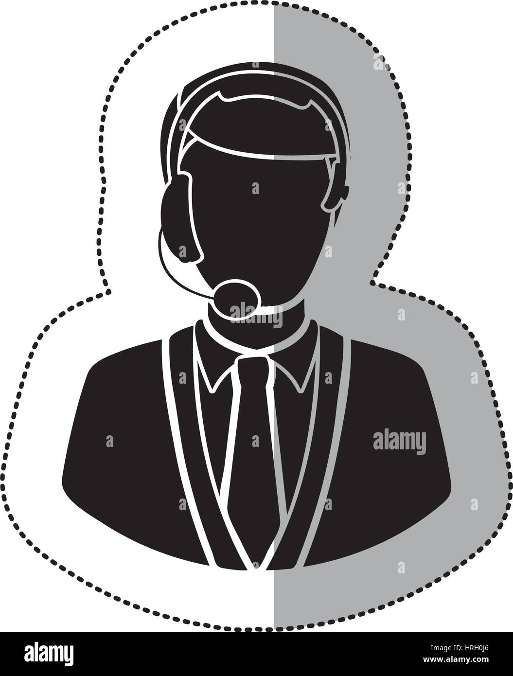 sticker monochrome silhouette man call center Stock Vector Image & Art ...
