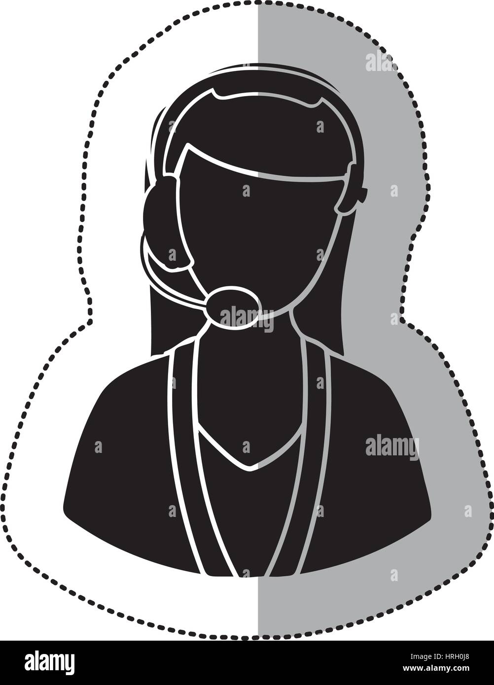 sticker monochrome silhouette woman call center Stock Vector Image ...