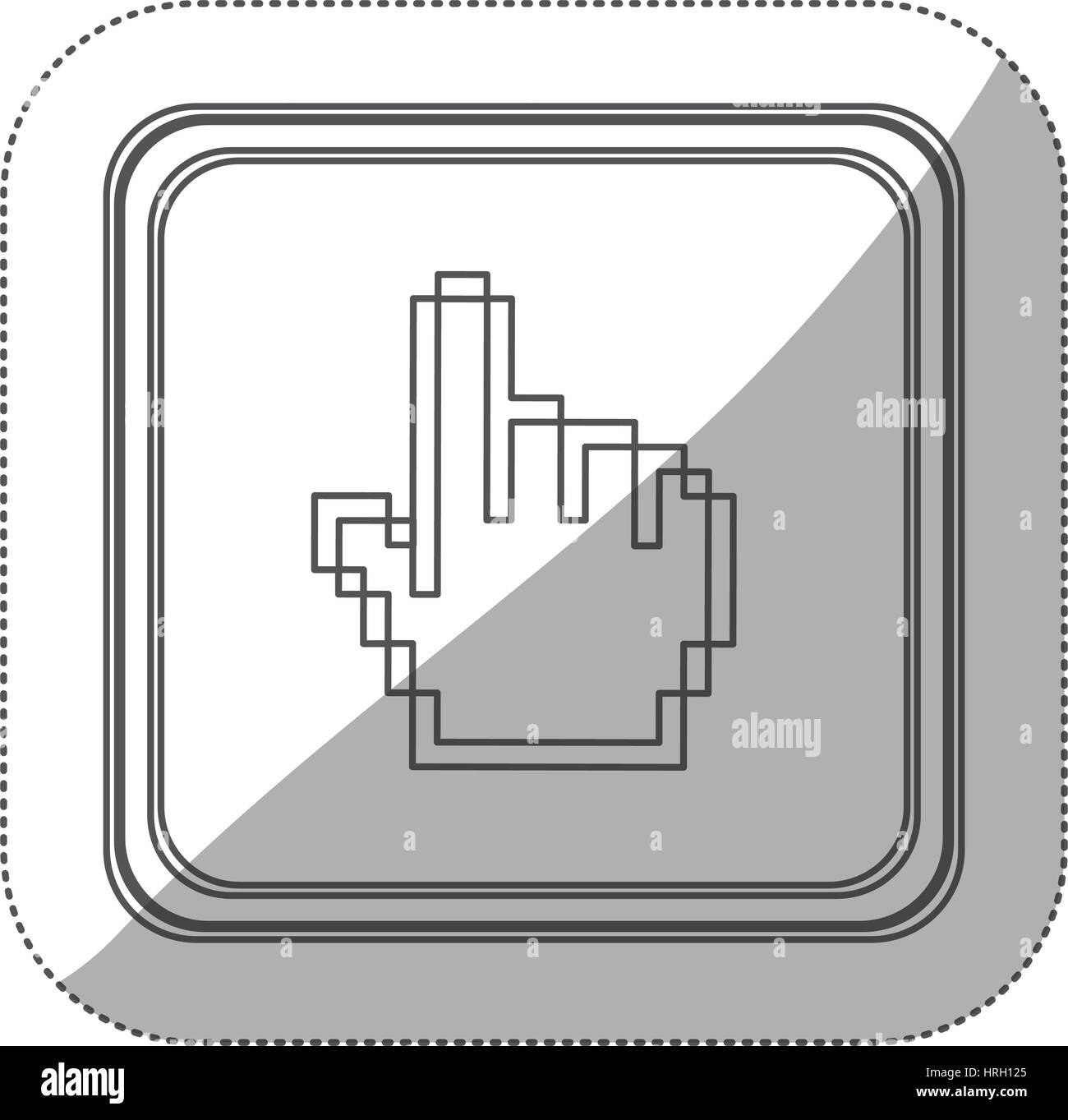 sticker monochrome silhouette square button with pixelated hand ...