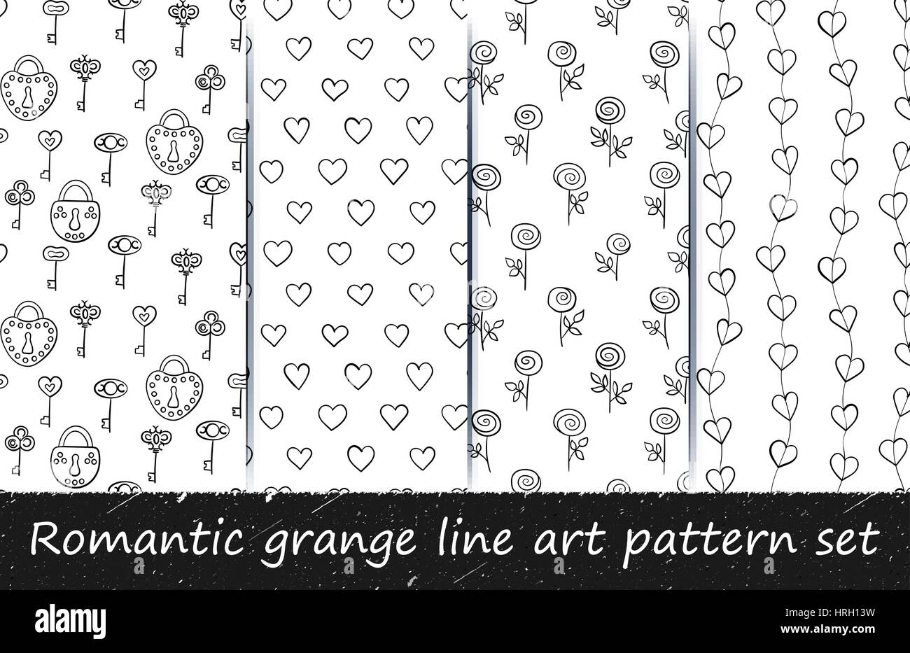 Romantic grunge line art pattern set Stock Vector Image & Art - Alamy