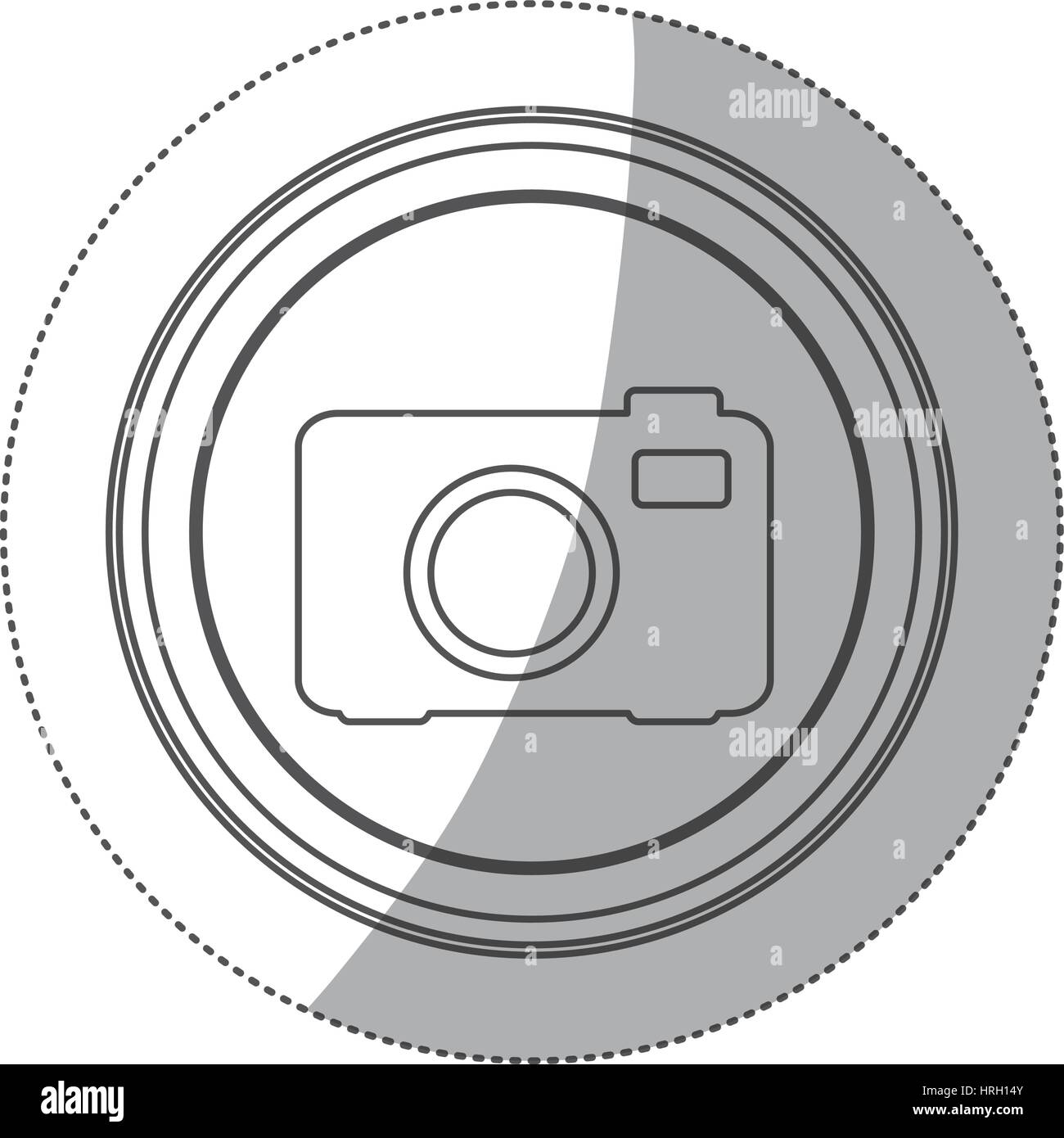 sticker monochrome silhouette circular button with analog camera Stock ...