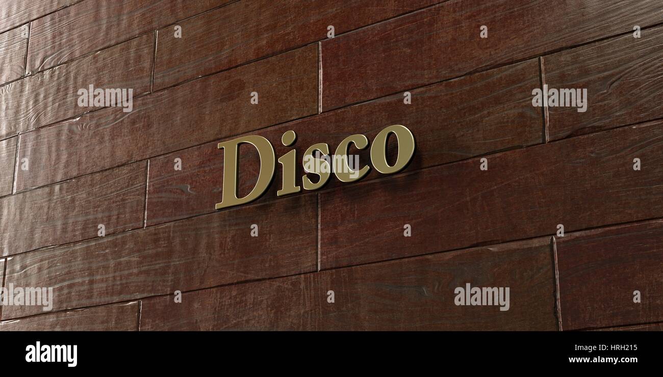 Disco - Bronze plaque mounted on maple wood wall - 3D rendered royalty ...