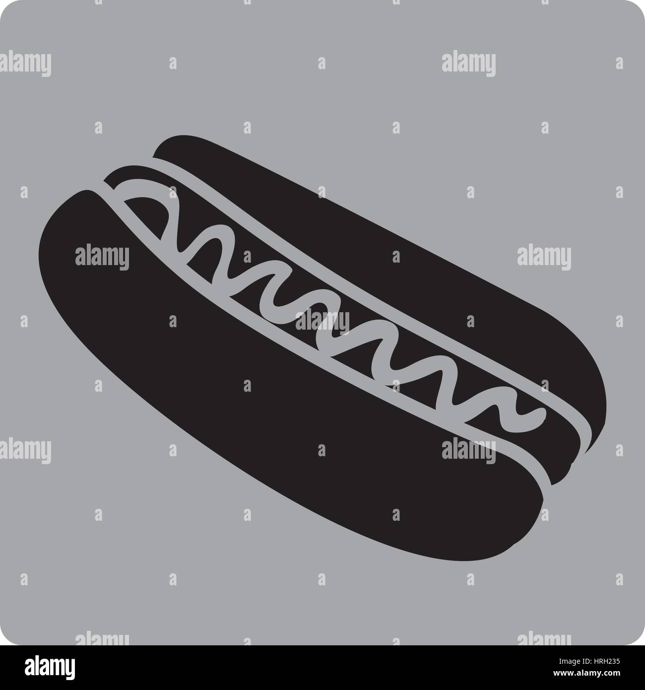 gray square frame with silhouette hot dog with sauce Stock Vector Image ...