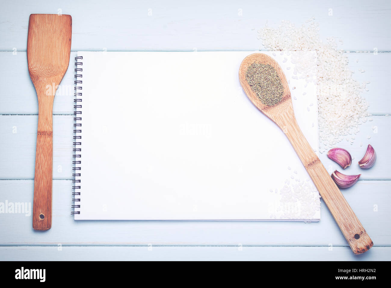 Open recipe book with ingredients Stock Photo - Alamy