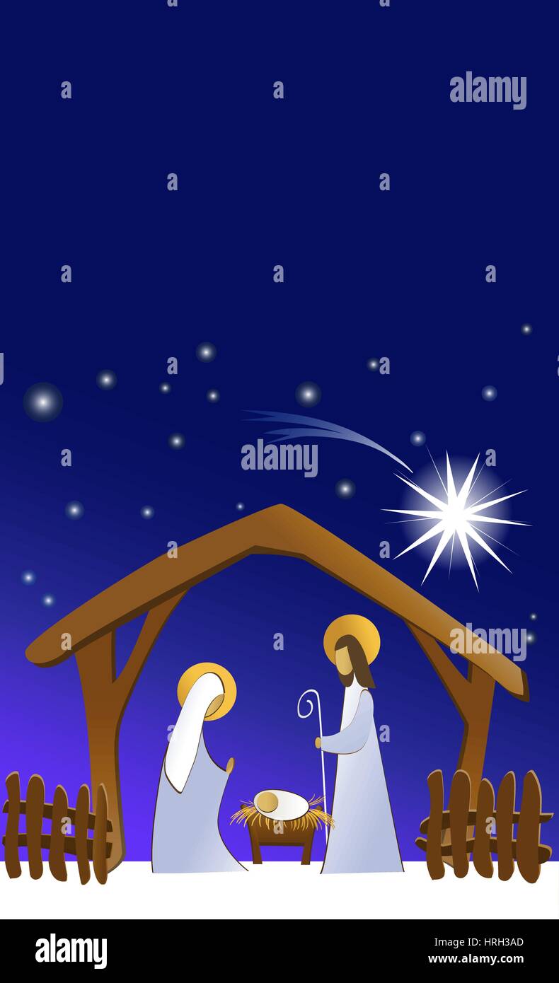Nativity scene with Holy Family Stock Vector Image & Art - Alamy