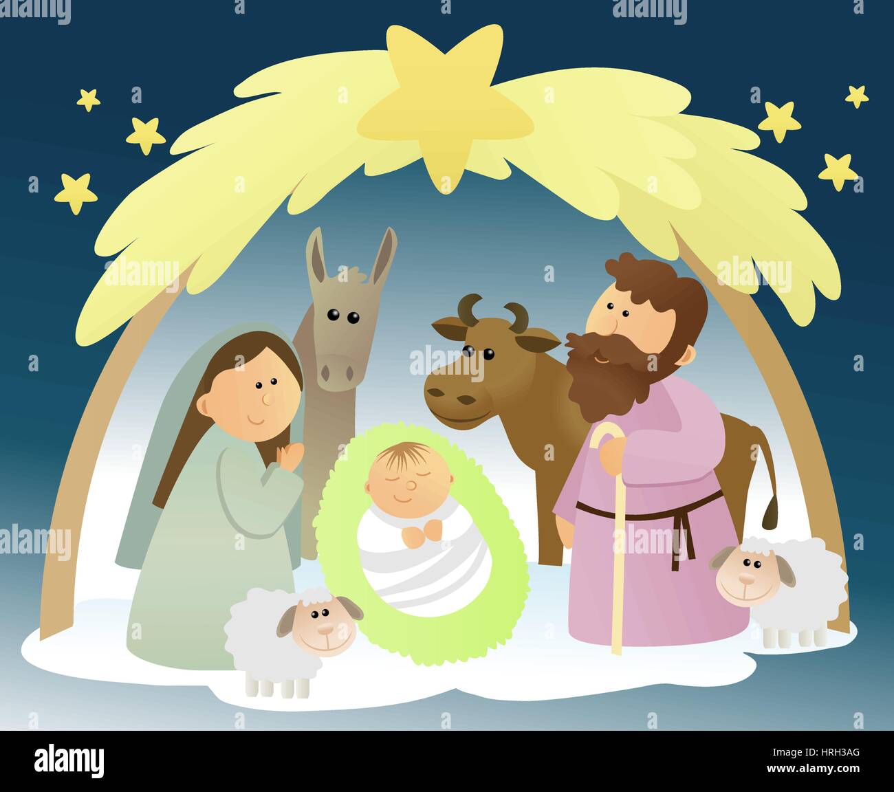 Nativity scene with Holy Family Stock Vector Image & Art - Alamy