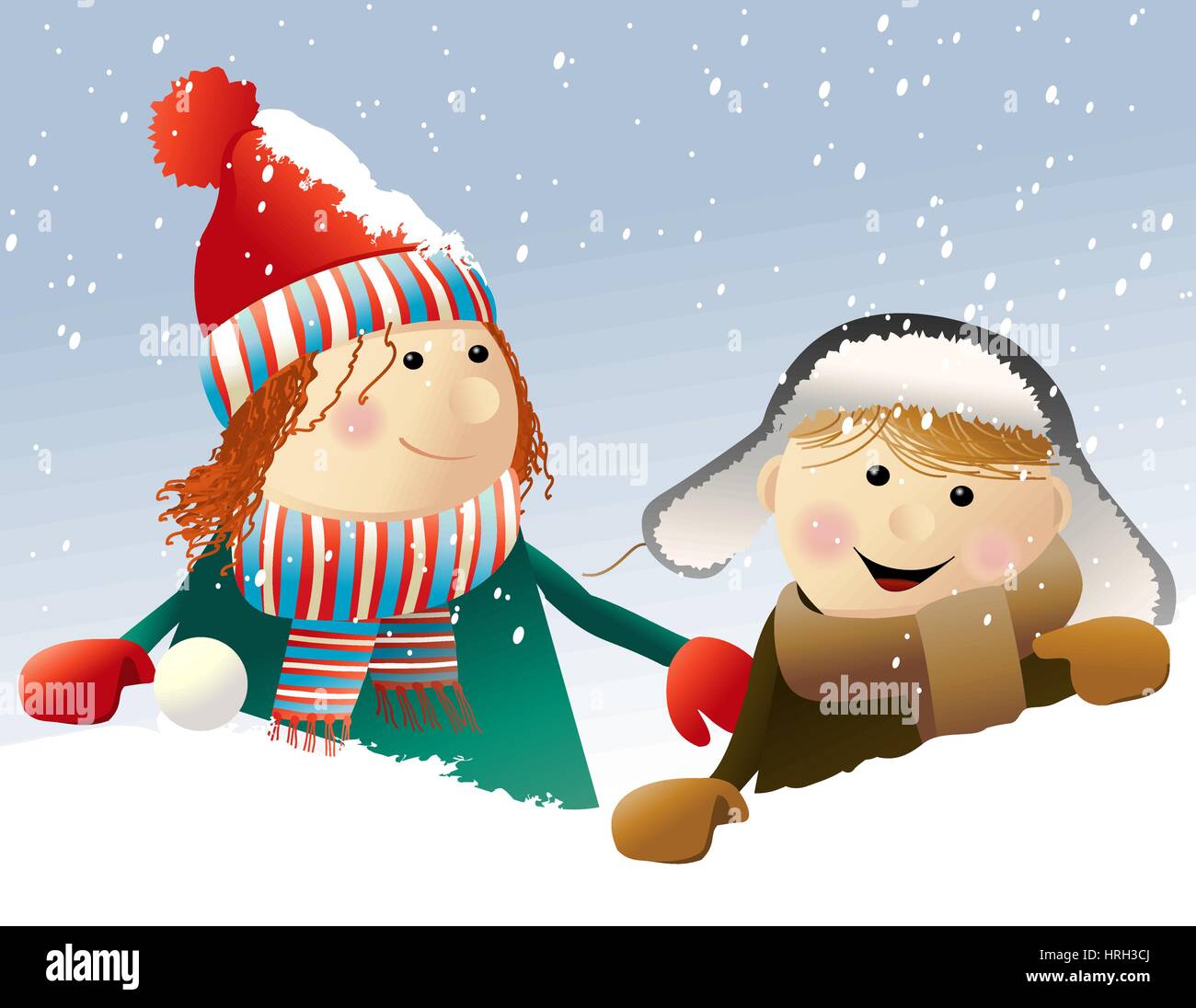 Kids playing on snow Stock Vector Images - Alamy