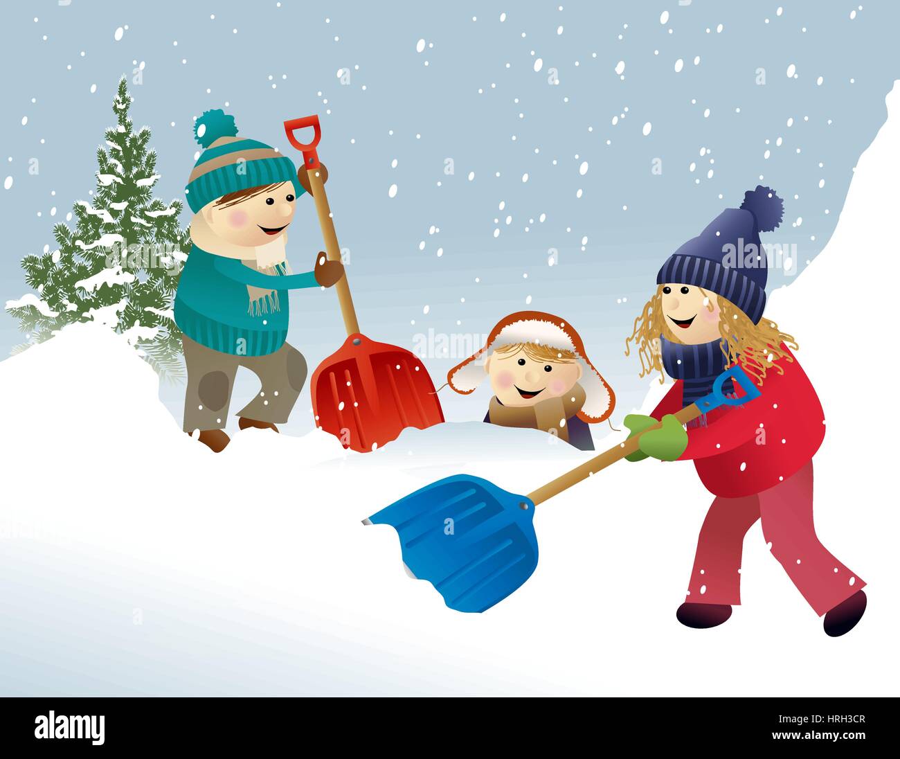 Winter background with playing kids Stock Vector Image & Art - Alamy
