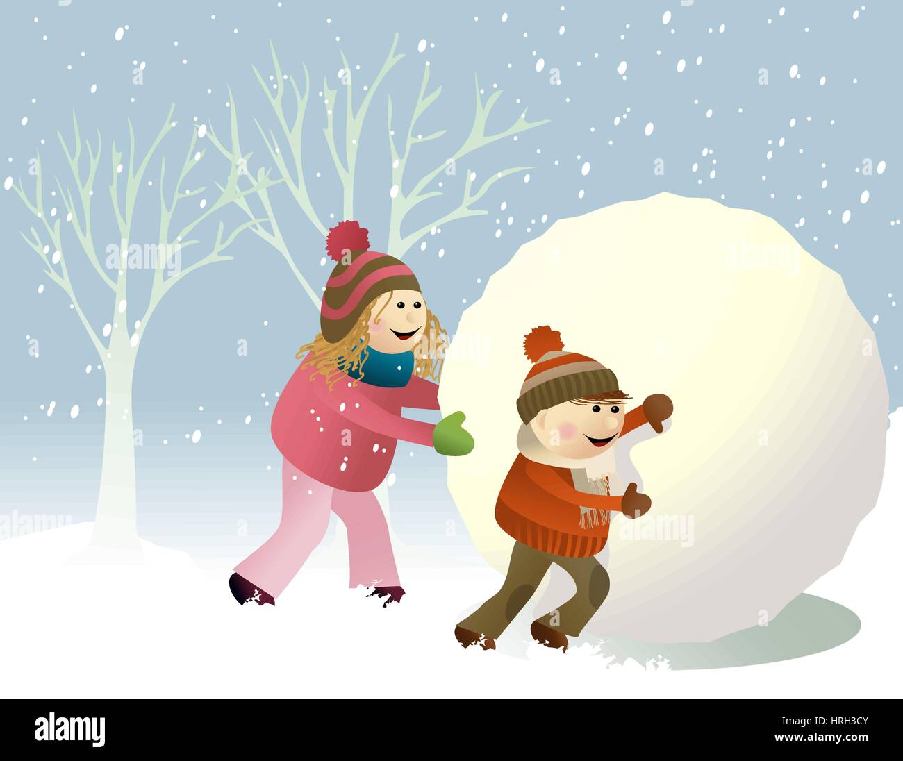 Winter background with playing kids Stock Vector Image & Art - Alamy