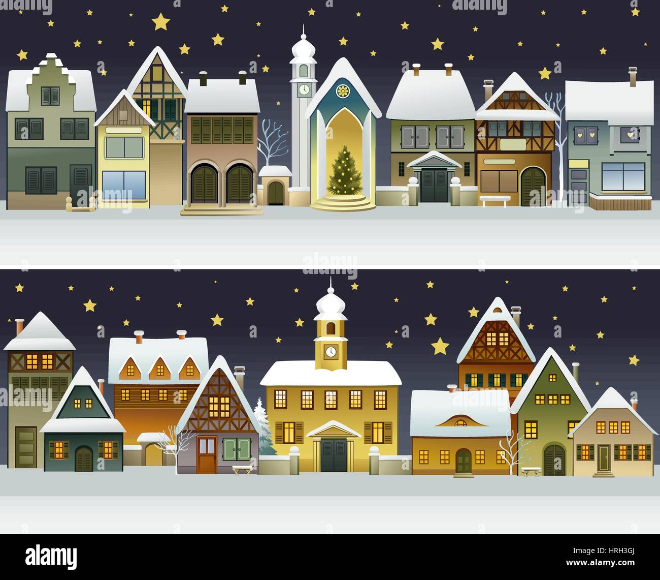 Winter banners with cartoon houses Stock Vector Image & Art - Alamy