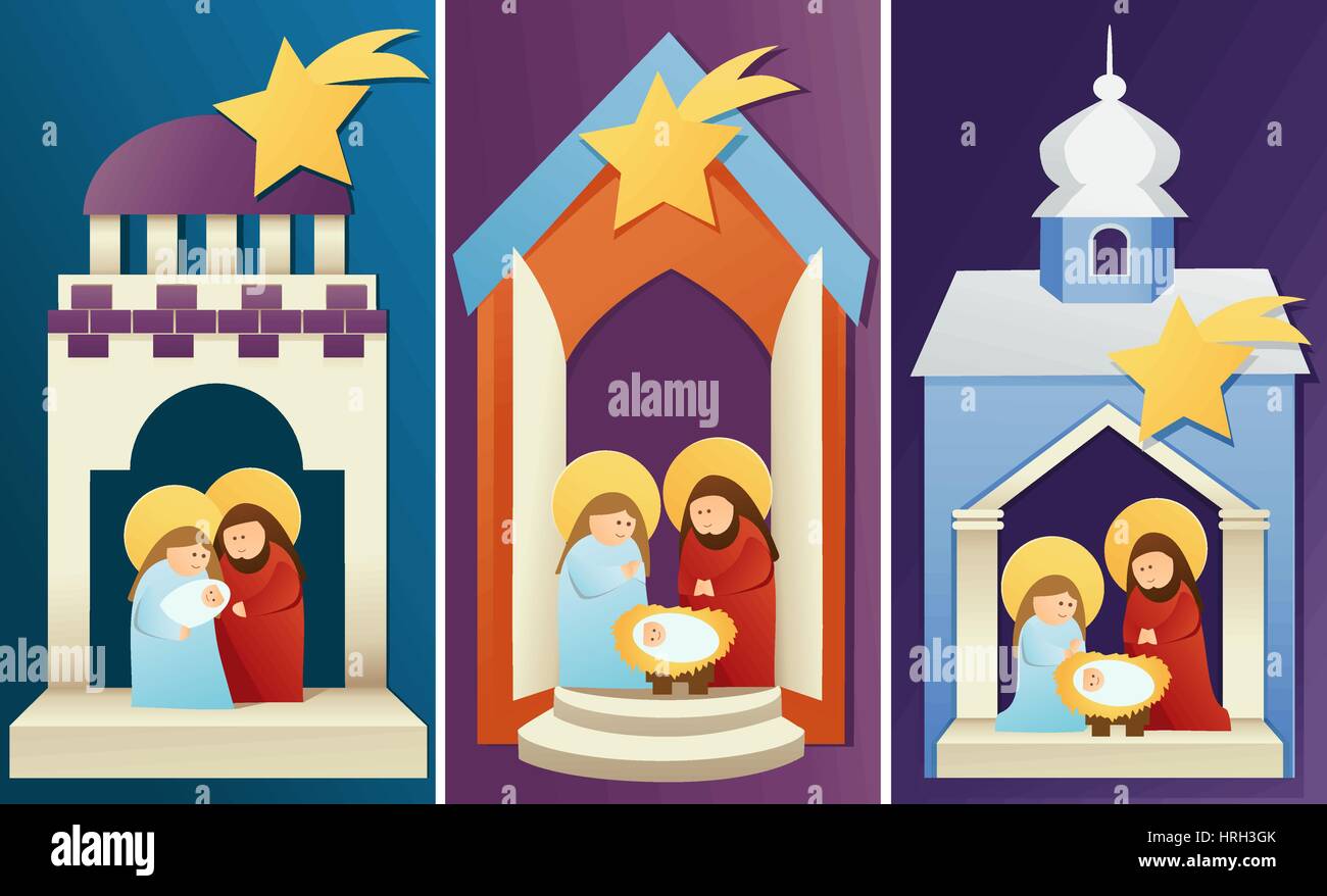Nativity scene with Holy Family Stock Vector Image & Art - Alamy