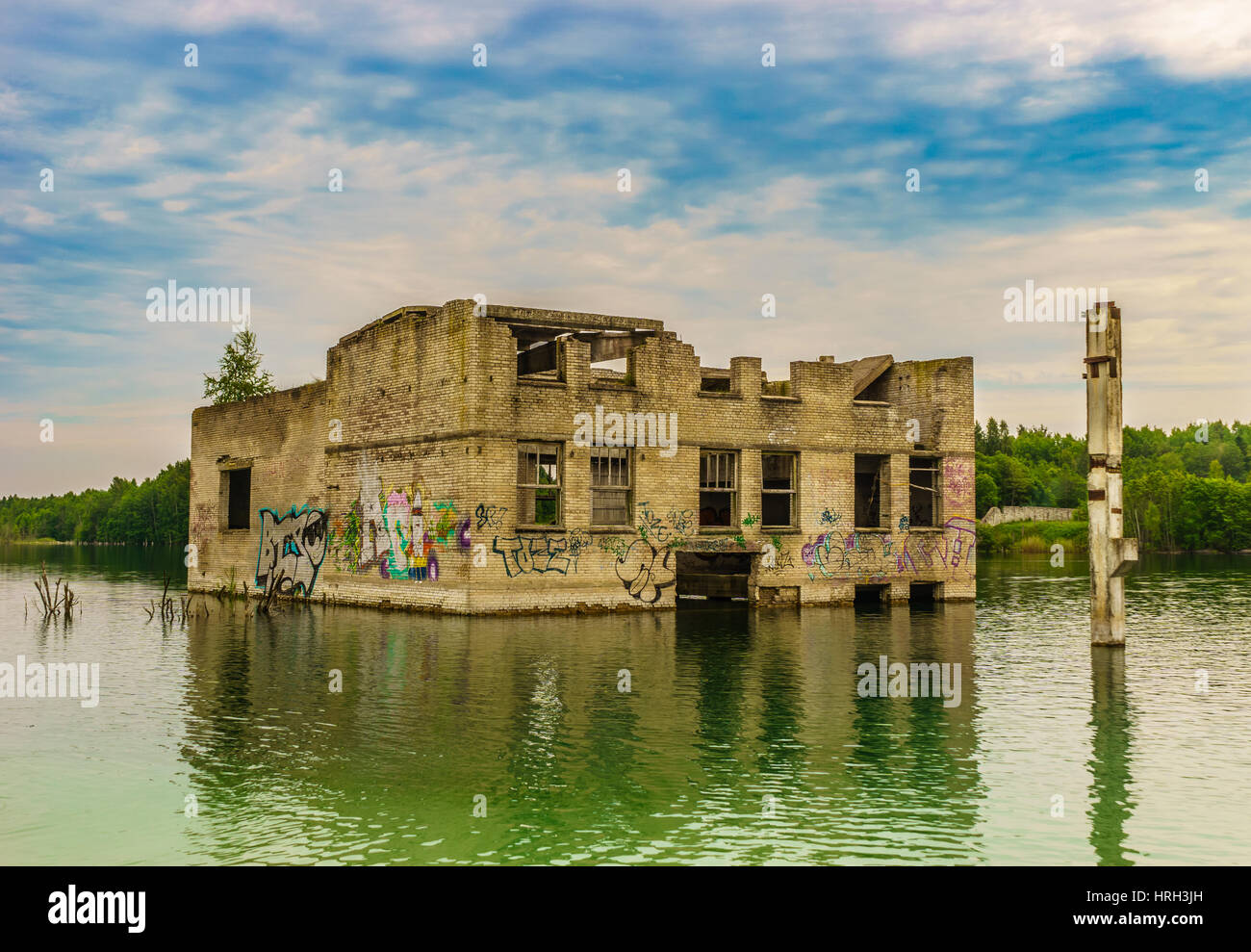 Flooded houses of former prison. Rummu, Estonia Stock Photo - Alamy