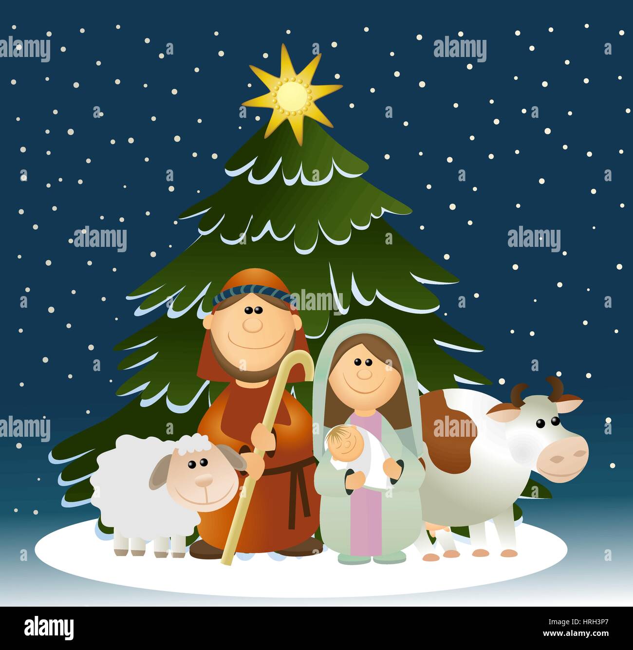 Nativity scene with Holy Family Stock Vector Image & Art - Alamy