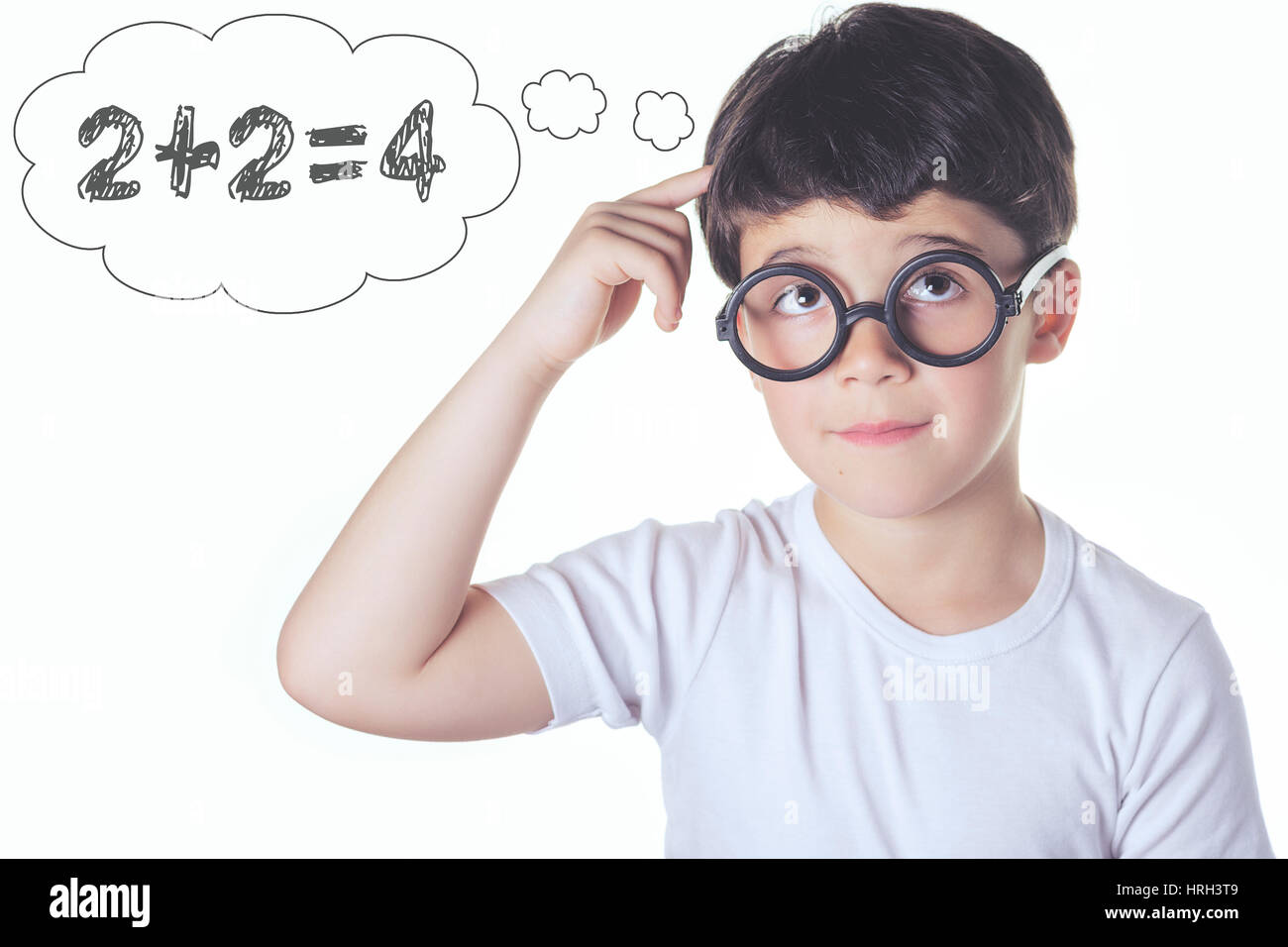Boy Thinking About Math Answer Stock Photo: 134985881 - Alamy