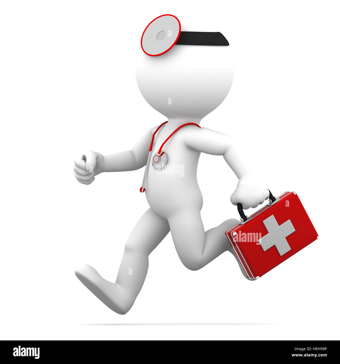 Running Doctor. Isolated on white background Stock Photo - Alamy