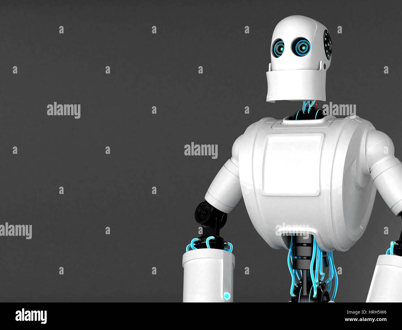 Standing Robot with dark blank background. Front view Stock Photo - Alamy
