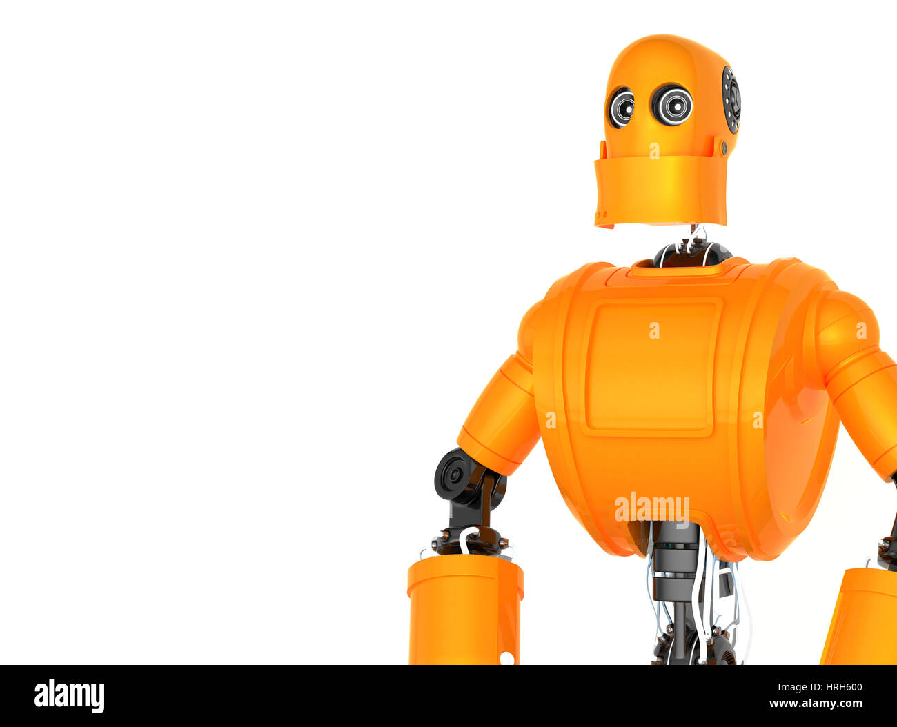 Standing Orange Robot. Isolated on white background Stock Photo - Alamy