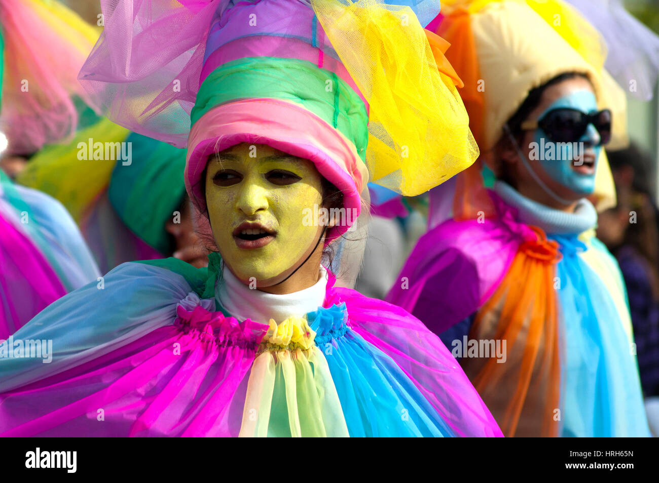 Colorful portrait at carnival parade in Cyprus Stock Photo - Alamy
