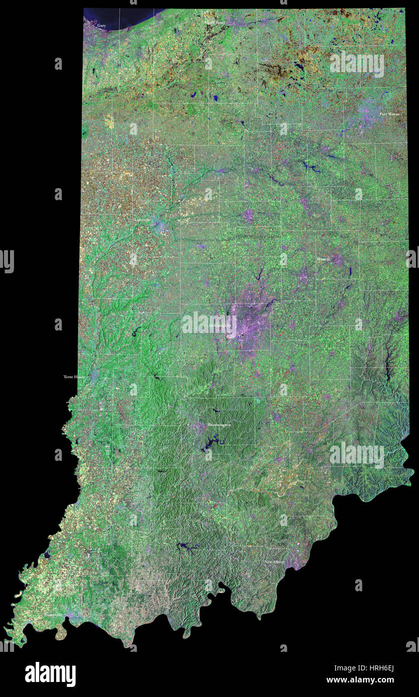 Map of indiana state hi-res stock photography and images - Alamy