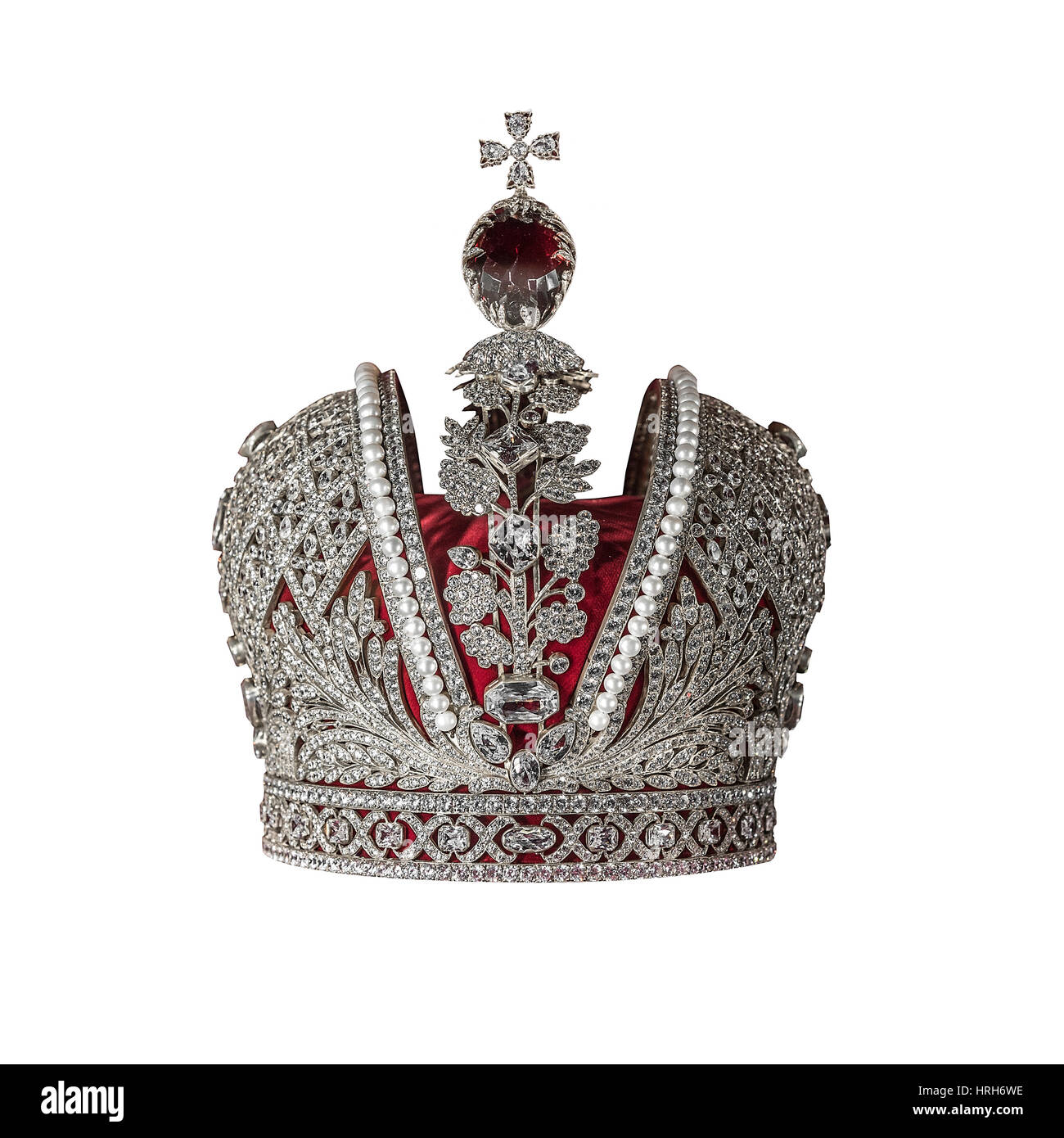 Gold crown with jewels isolated on white Stock Photo - Alamy