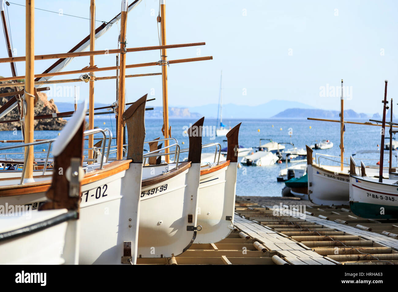 Traditional fishing boats, Sa Riera, Costa Brava, Spain Stock Photo - Alamy