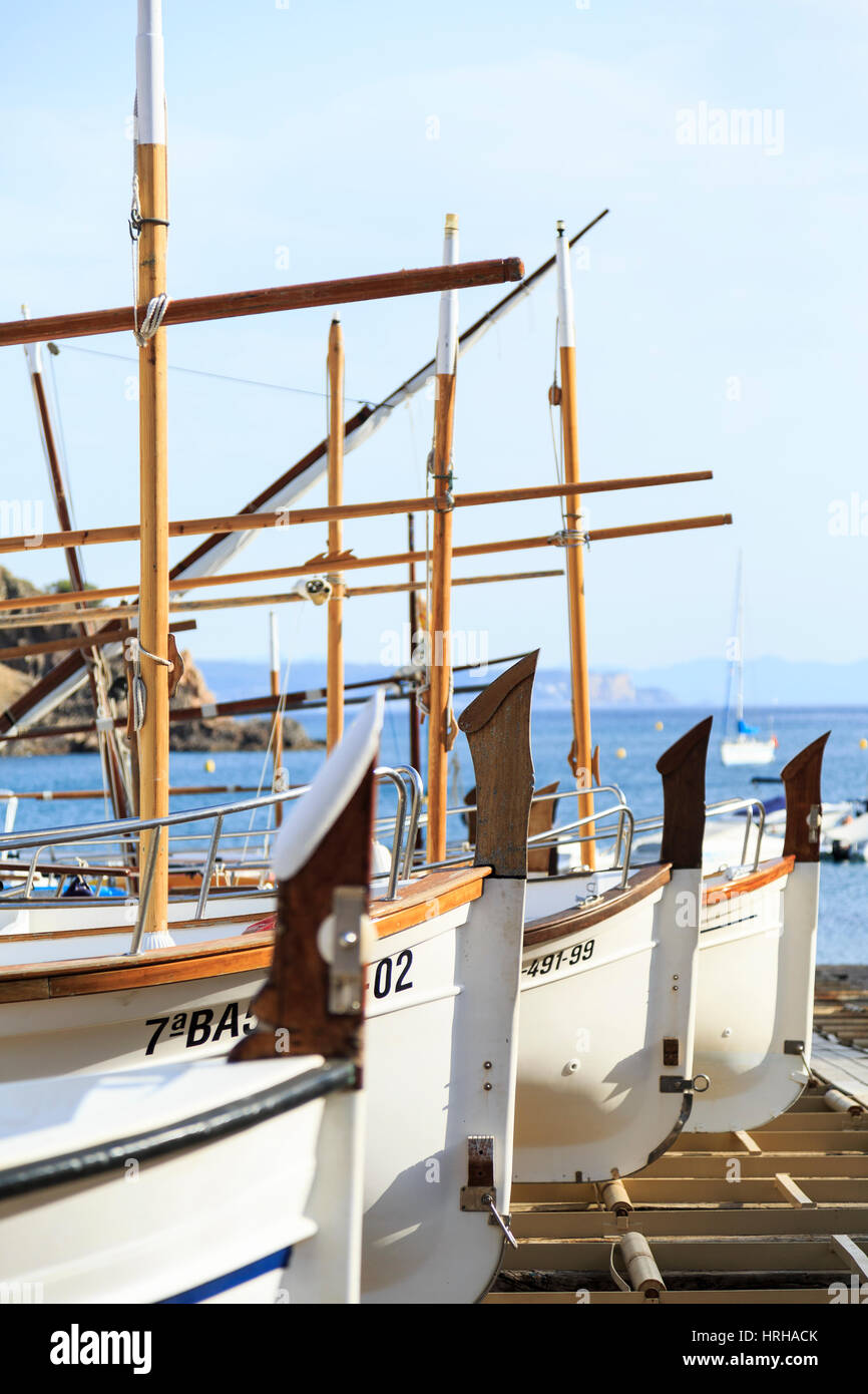 Traditional fishing boats, Sa Riera, Costa Brava, Spain Stock Photo - Alamy