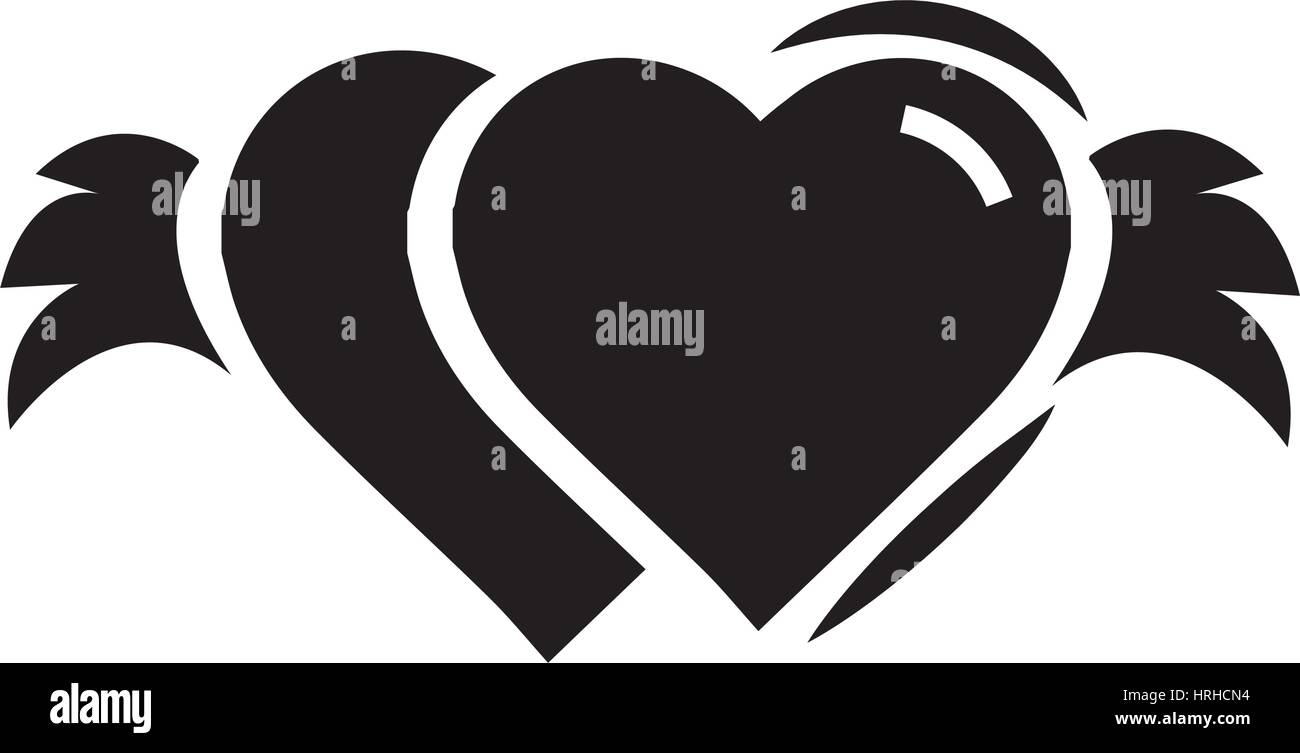 Twins Hearts with wings black color Stock Vector Image & Art - Alamy