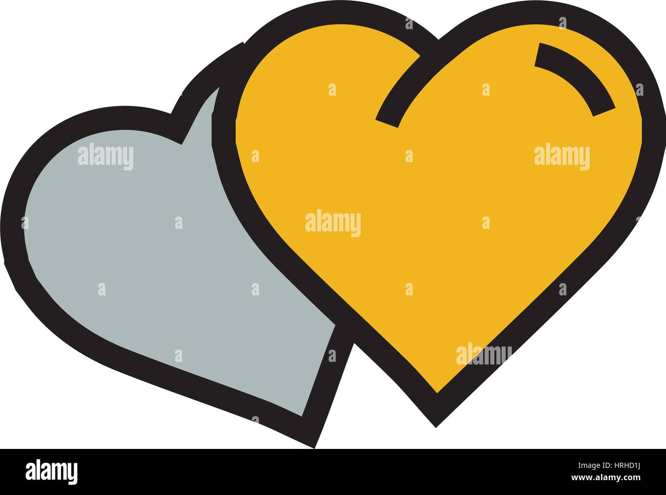 Vector two Heart Icon cartoon yellow color Stock Vector Image & Art - Alamy