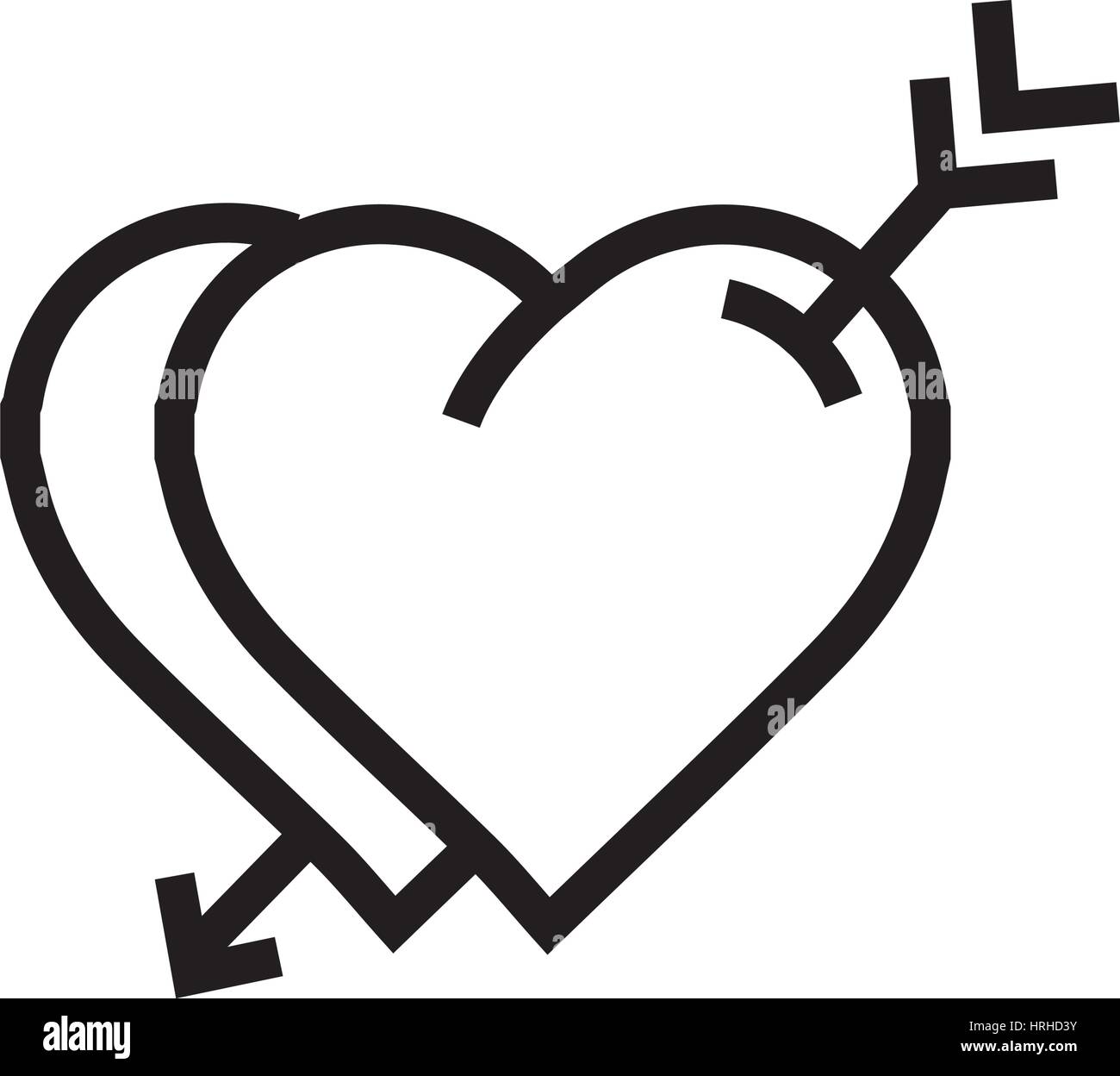Two hearts icon doodle Stock Vector Images - Alamy
