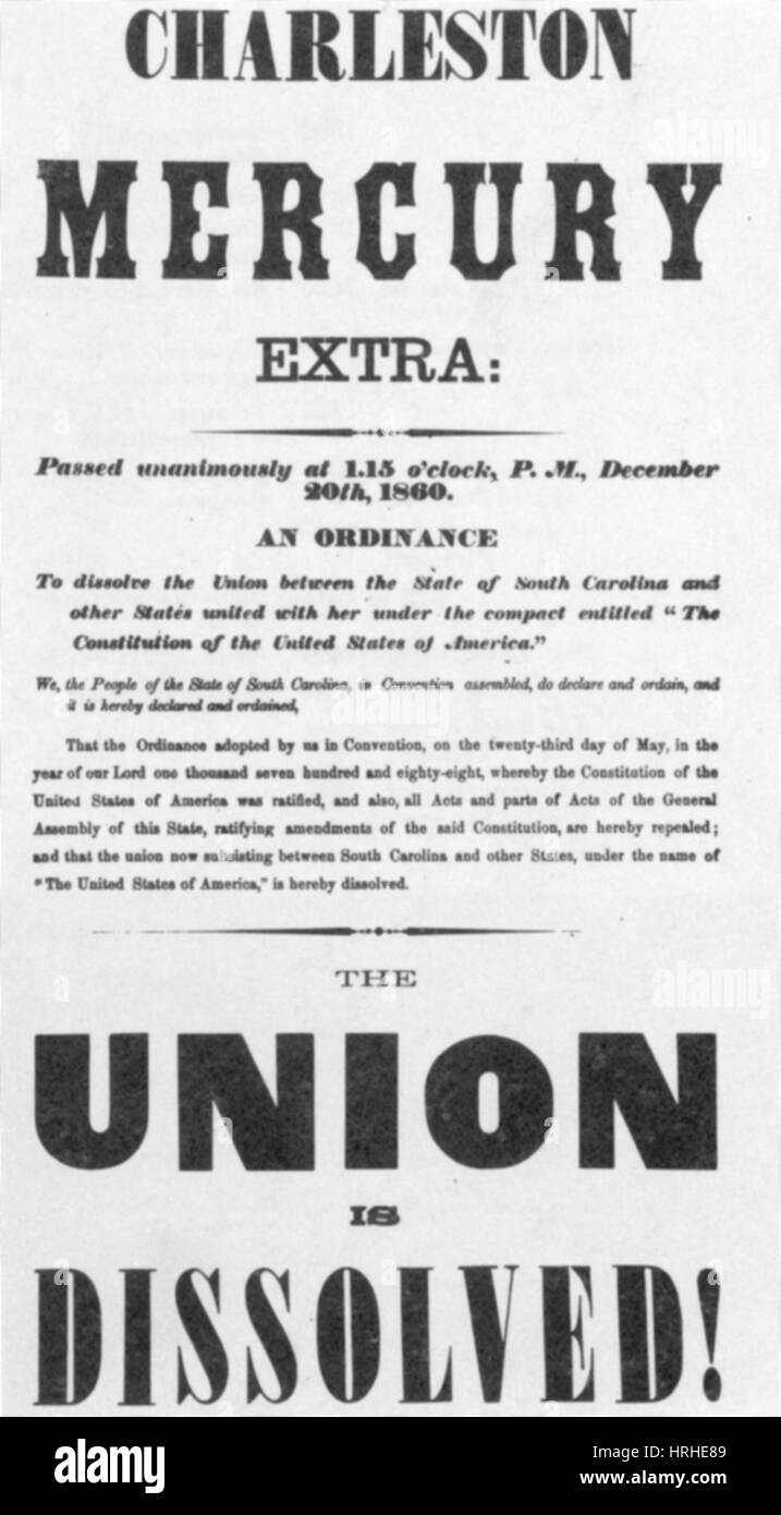 The Union Is Dissolved, 1860 Broadside Stock Photo - Alamy